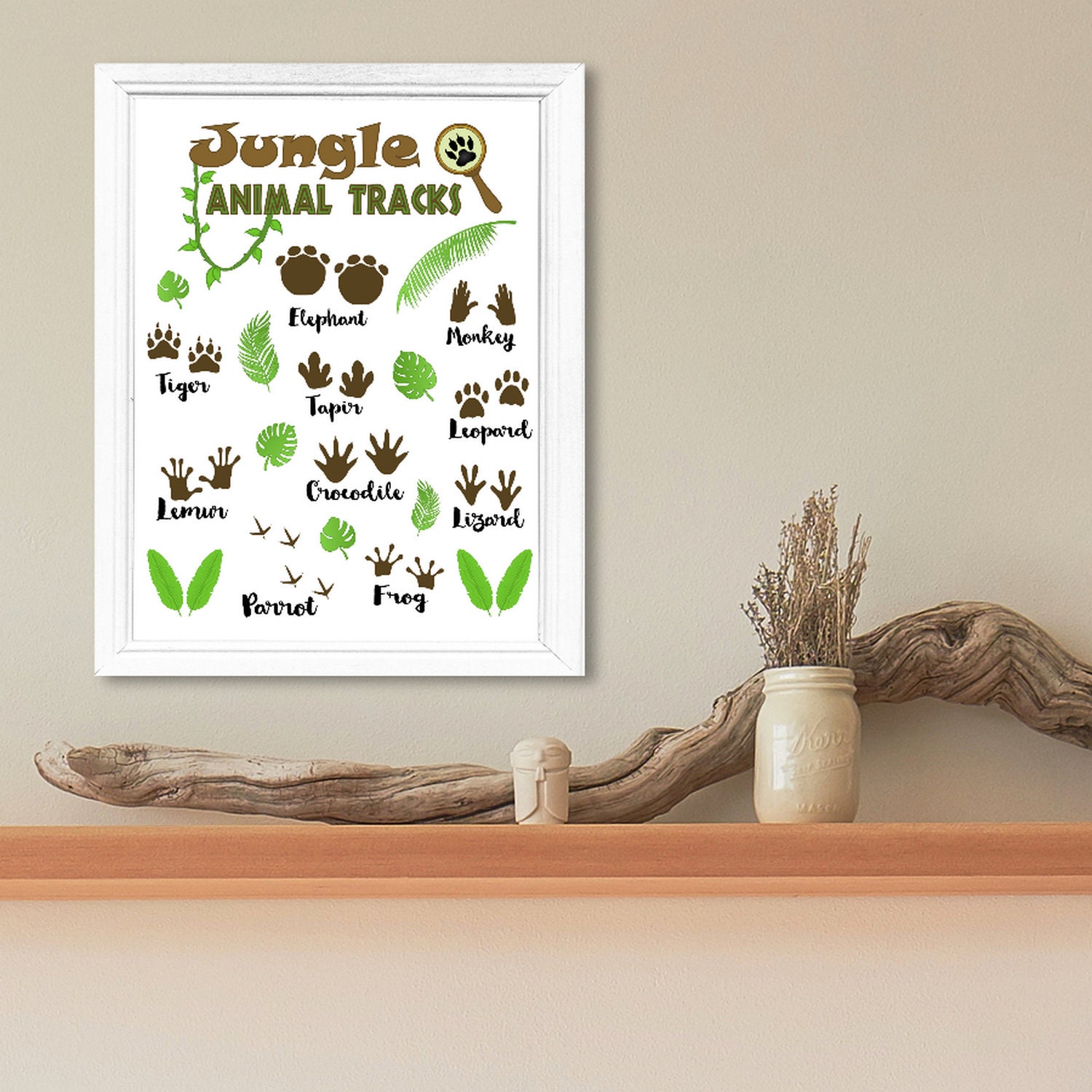 Printable Animal Tracks Print-jungle Animals Poster-outdoor Adventure ...
