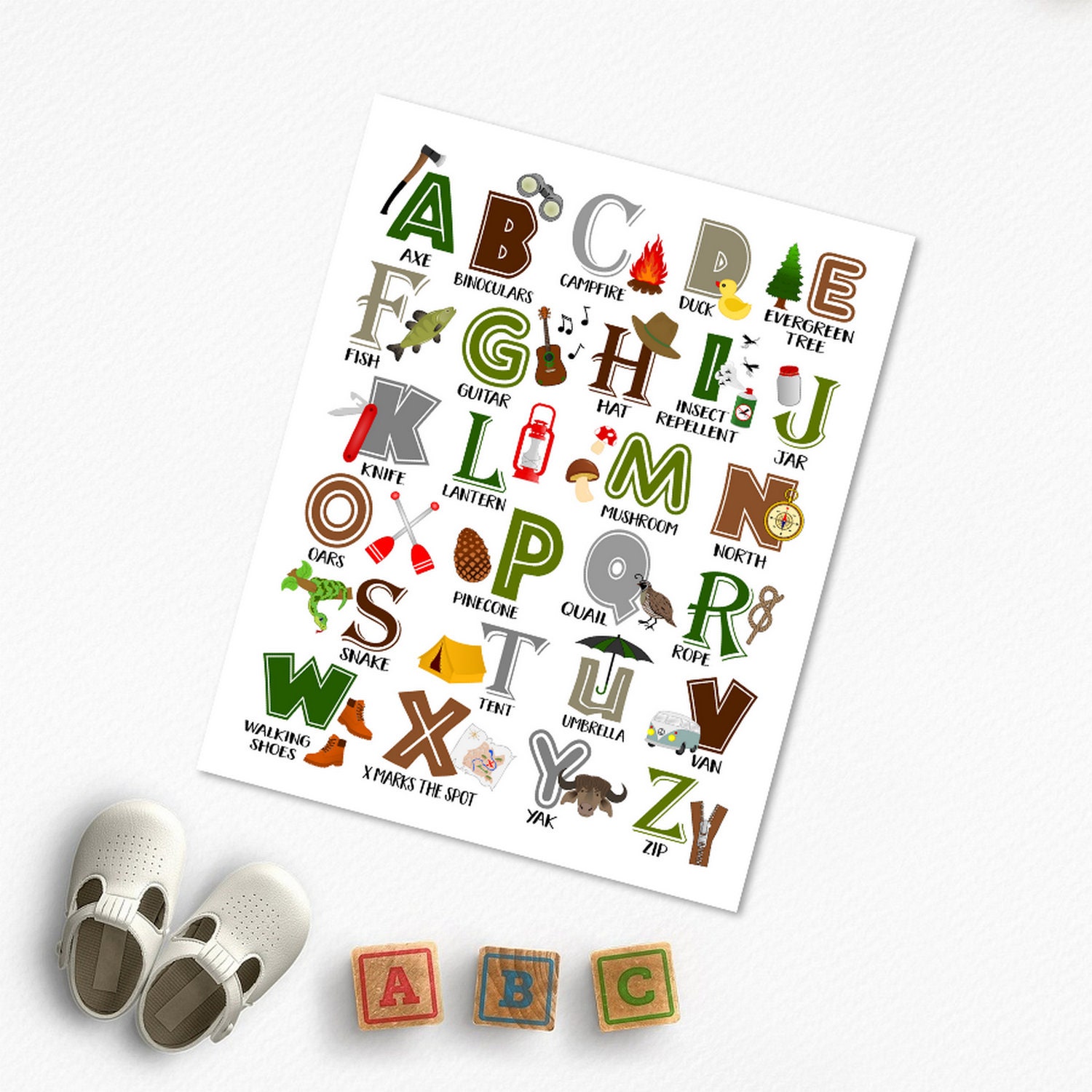 Camping Alphabet Poster-printable Alphabet-camper Alphabet | Etsy