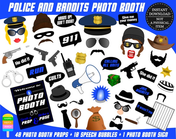 PRINTABLE Police Photo Booth Props-Robber Photo Props-Police Props-Cop ...