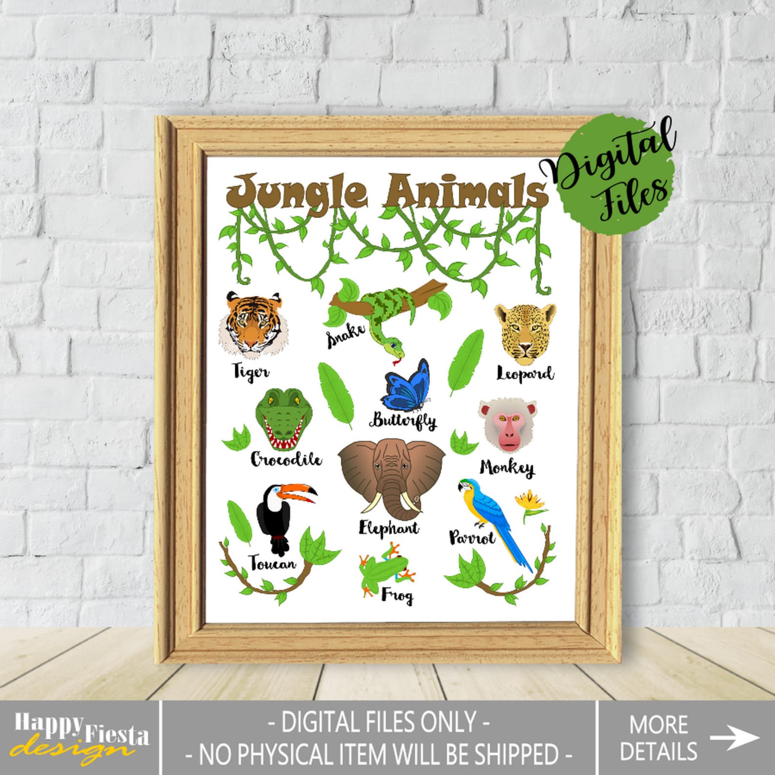 Jungle Animals Poster-printable Poster-jungle Poster-outdoor - Etsy