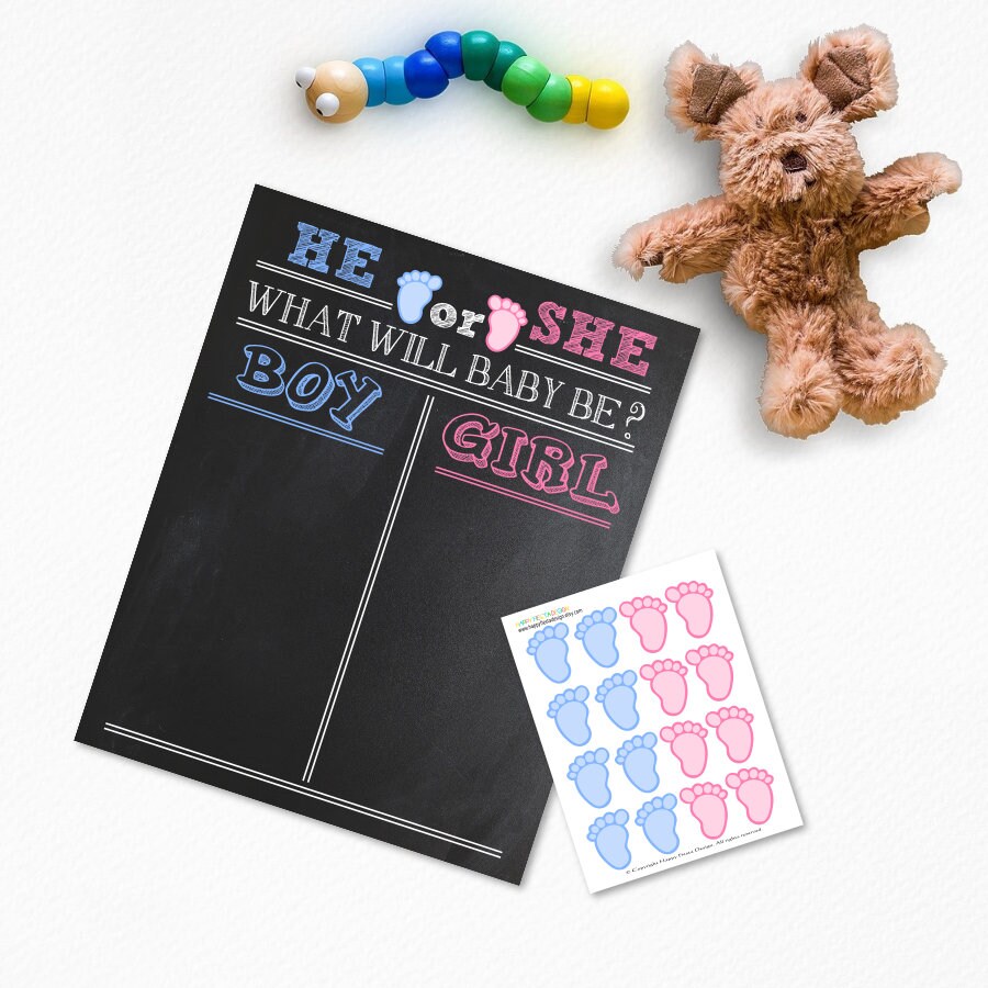 PRINTABLE Baby Gender Voting Chalkboard-baby Shower Game-baby Gender ...