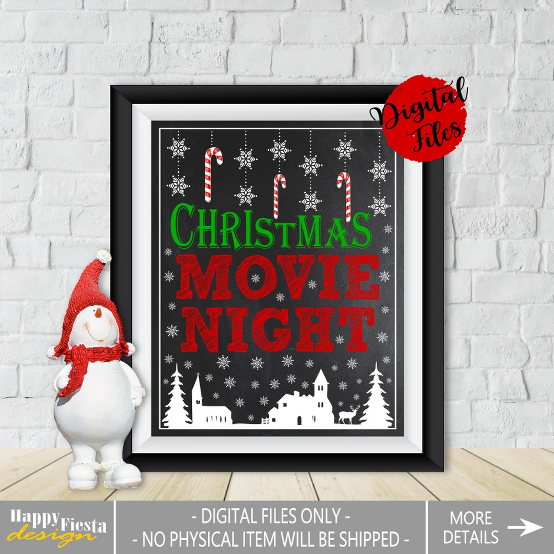 PRINTABLE Christmas Movie Night Sign-christmas Movie Signchristmas ...