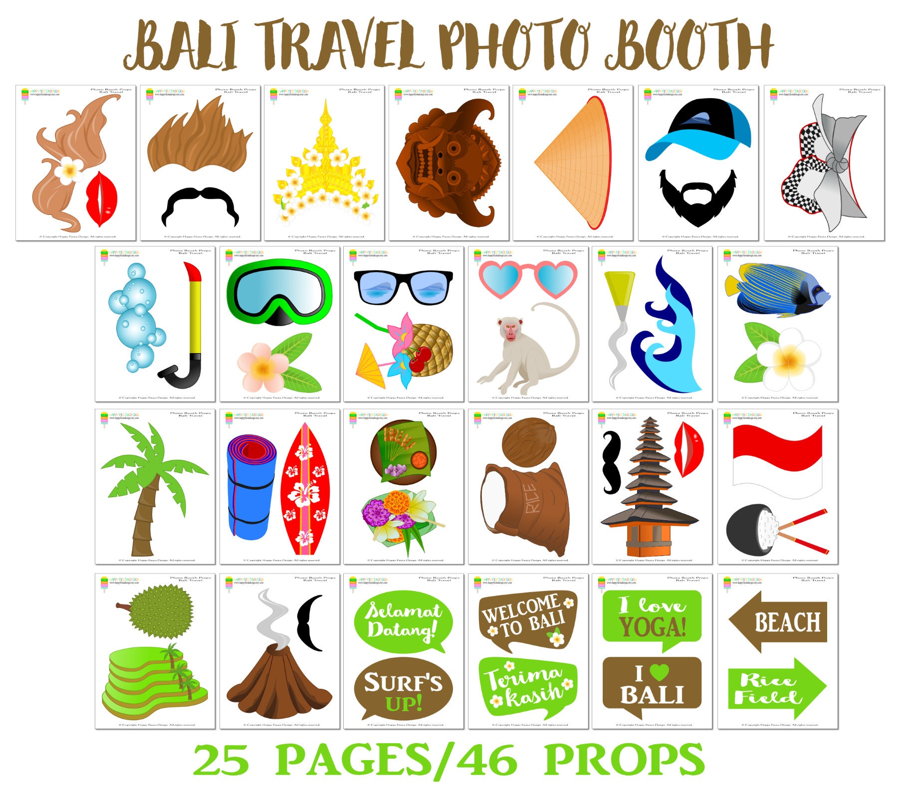 PRINTABLE Bali Photo Booth Props–indonesia Photo Props-bali Party Props ...