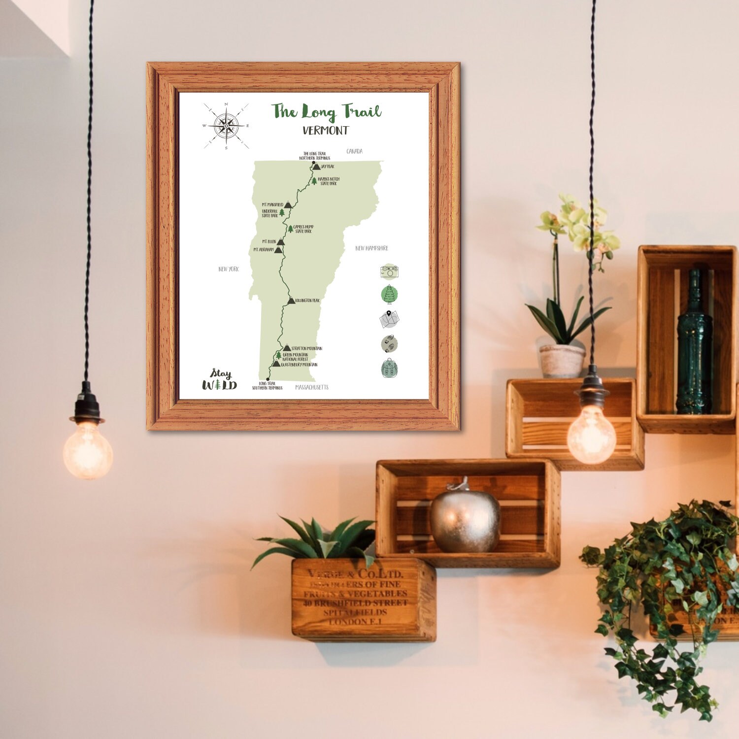 PRINTABLE The Long Trail Map-Long Trail Hiking Map-Vermont | Etsy