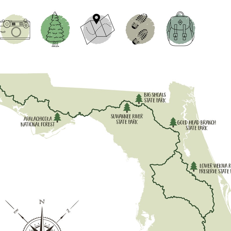 PRINTABLE Florida Trail Map-Florida National Scenic | Etsy