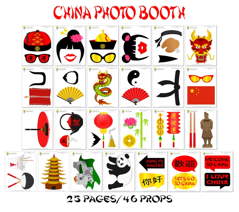 PRINTABLE China Photo Booth Props-chinese Party Props-printable Asia ...