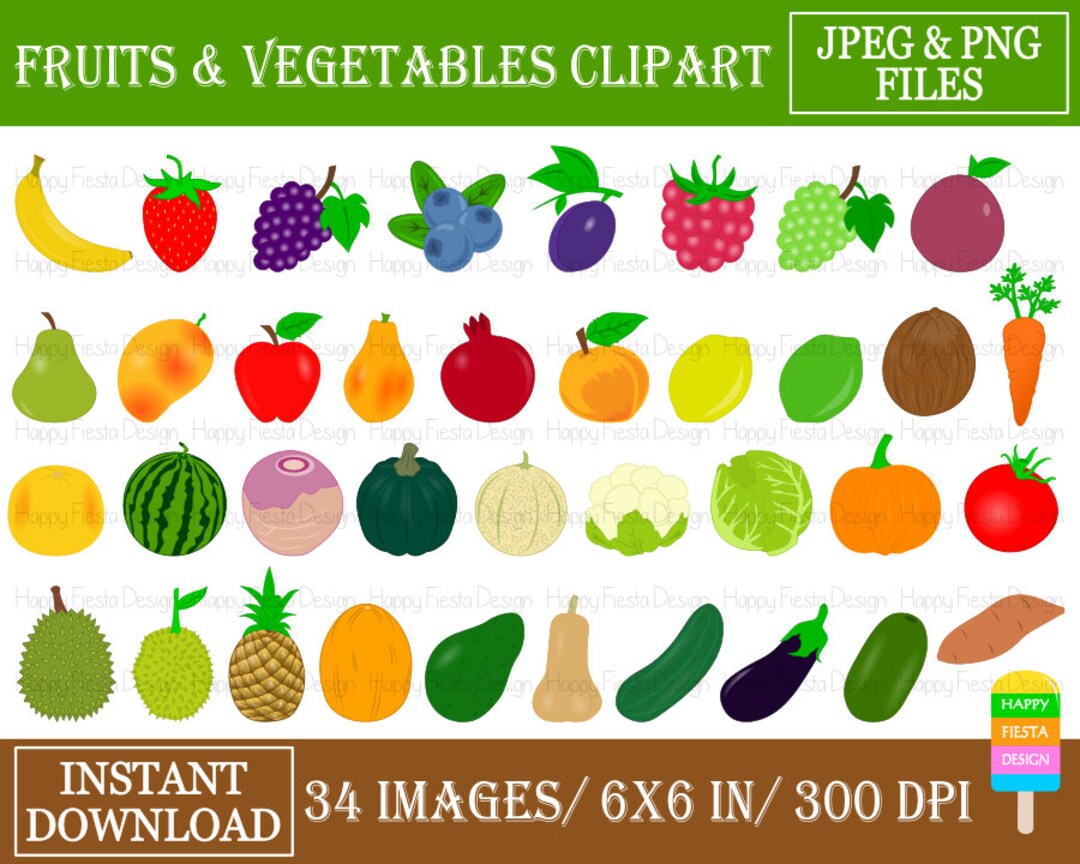 Fruits Clip Art-vegetables Clip Art-digital Clip Art-food Clipart ...