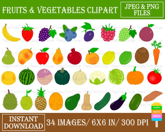 Fruits Clip Art-Vegetables Clip Art-Digital Clip Art-Food Clipart ...