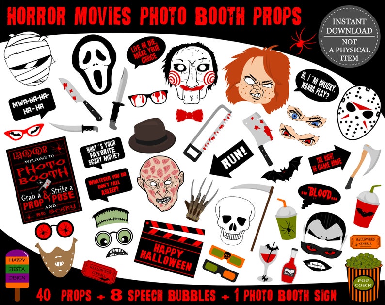 PRINTABLE Horror Movies Photo Booth Propshalloween Photo - Etsy Canada