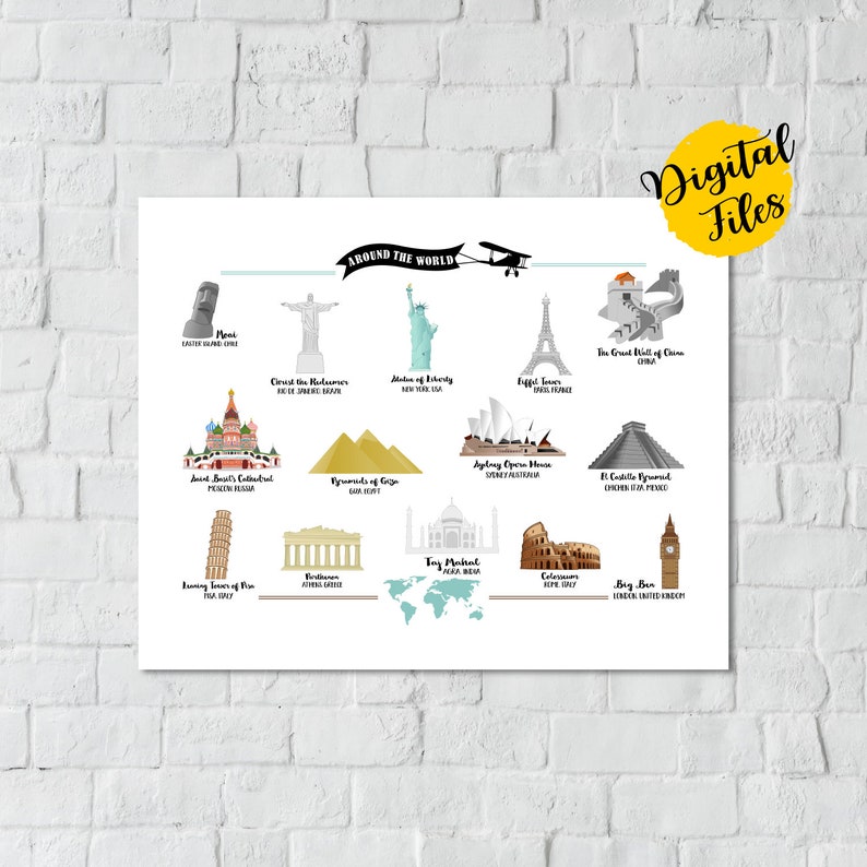 Printable World Landmarks Poster-adventure Print-monuments of - Etsy