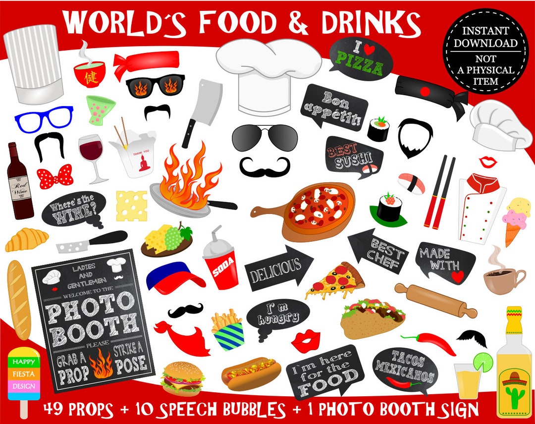 PRINTABLE Food Photo Booth Props–chef Photo Props-food Props-world's ...
