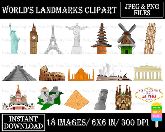 Printable World Landmarks Clip Art-World Famous Landmarks-World ...