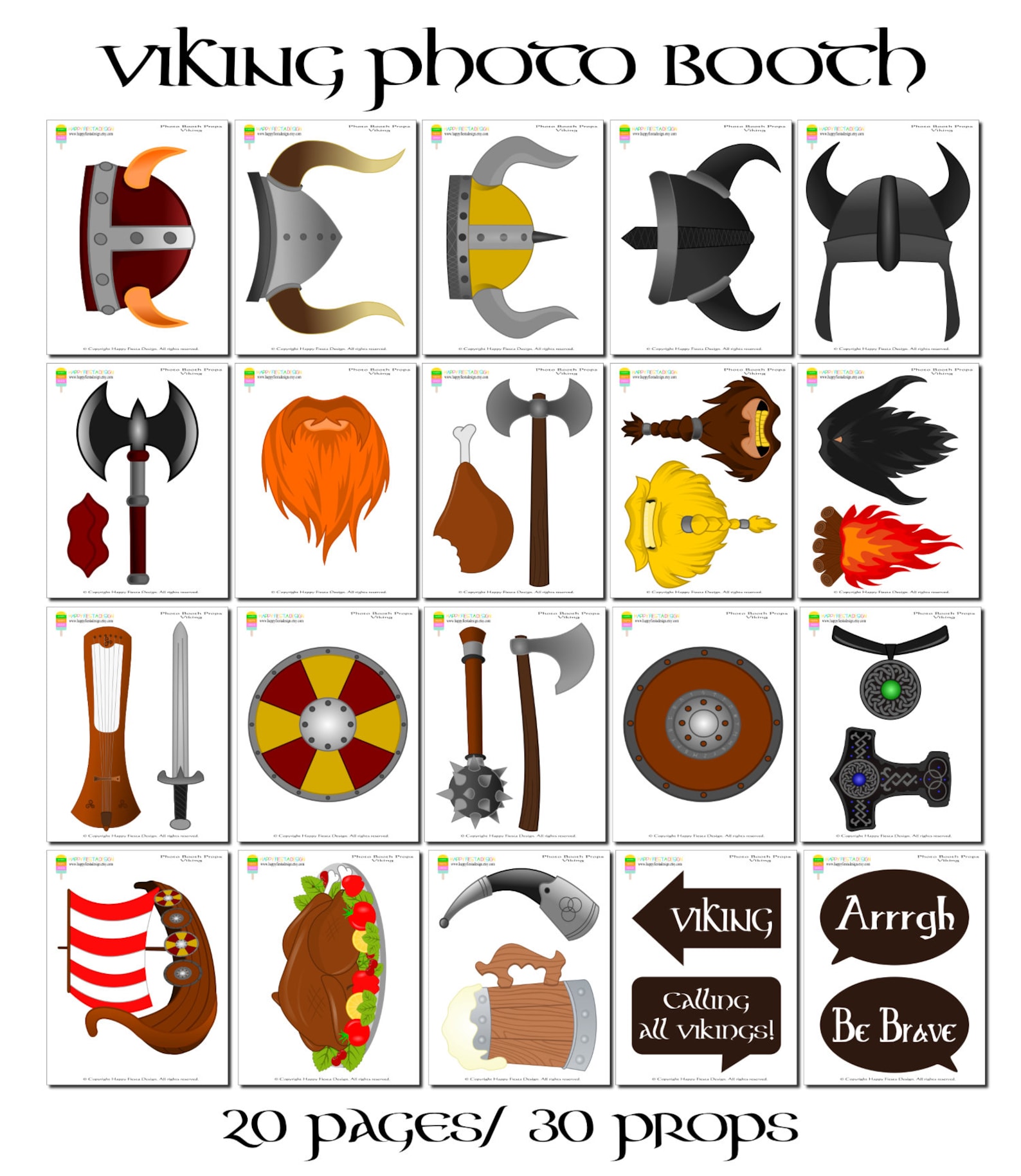 PRINTABLE Viking Photo Booth Props-viking Party Props-viking | Etsy