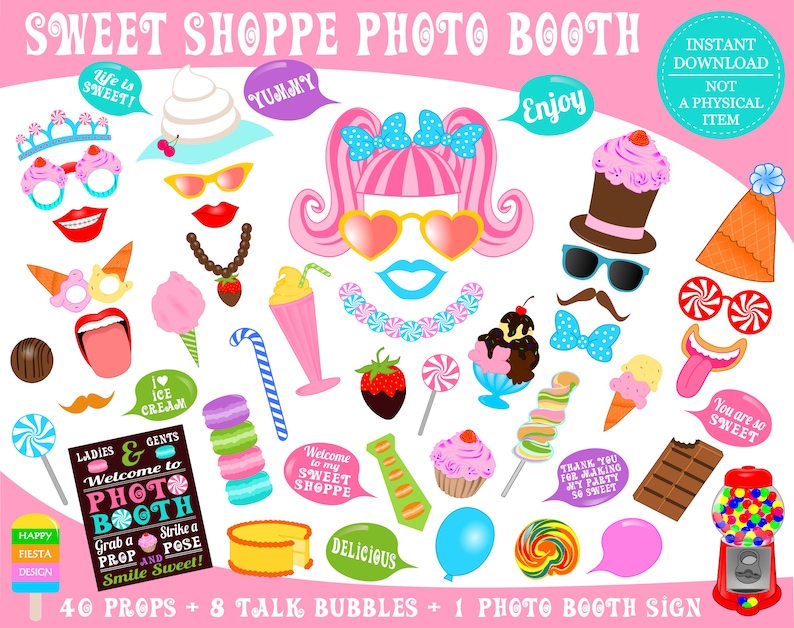 PRINTABLE Sweet Shoppe Photo Booth Props-sweet Shoppe - Etsy