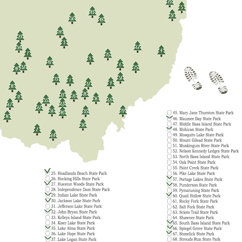 PRINTABLE Ohio State Parks Map-State Parks Of Ohio Map-Ohio | Etsy