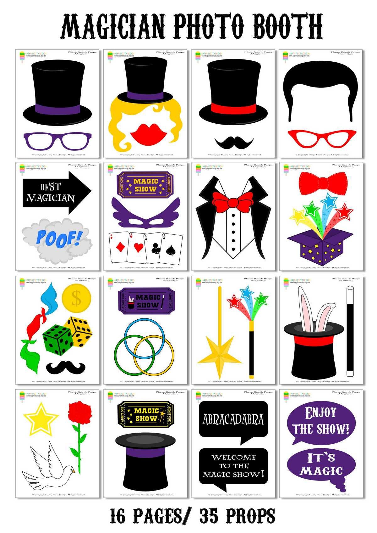 PRINTABLE Magician Photo Booth Props-wizard Photo Props-wizard Party ...