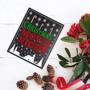 PRINTABLE Christmas Movie Night Sign-christmas Movie Signchristmas ...