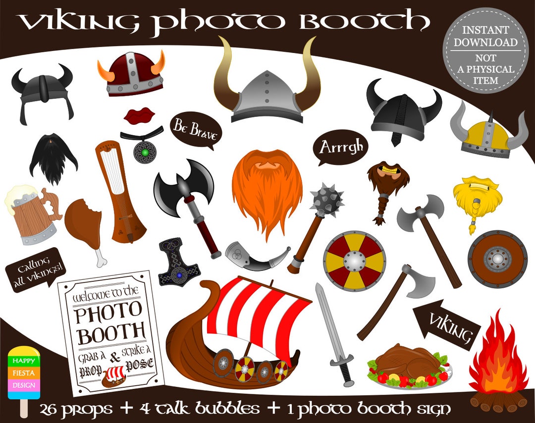 PRINTABLE Viking Photo Booth Props-viking Party Props-viking Photo ...