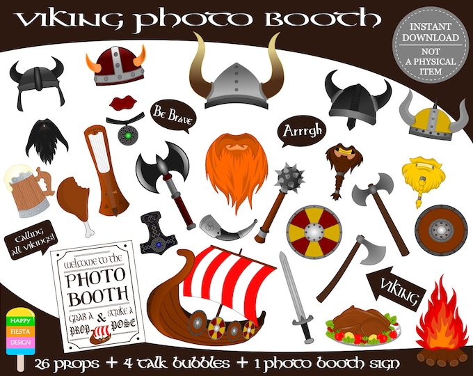 PRINTABLE Viking Photo Booth Props-viking Party Props-viking Photo ...