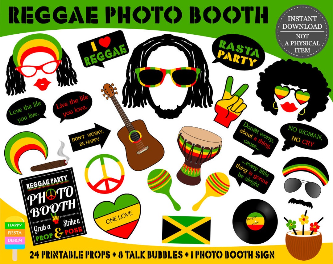 PRINTABLE Reggae Photo Booth Props–reggae Party Props-jamaica Photo ...