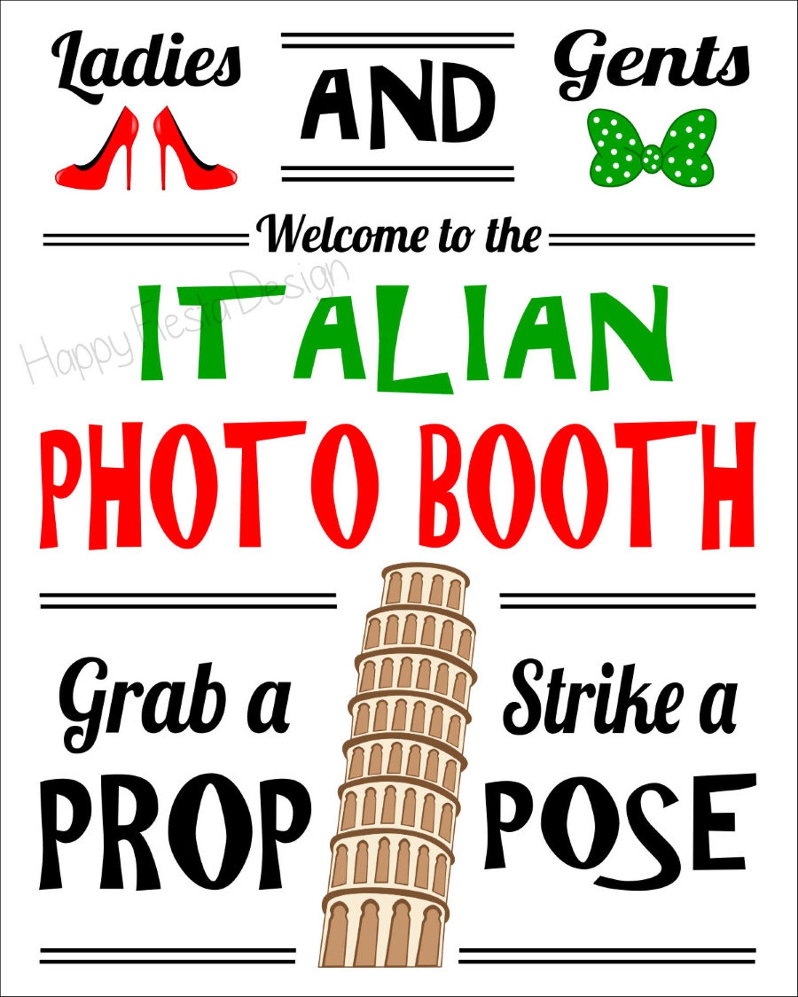 PRINTABLE Italy Photo Booth Props–italy Travel Props-italian Party ...