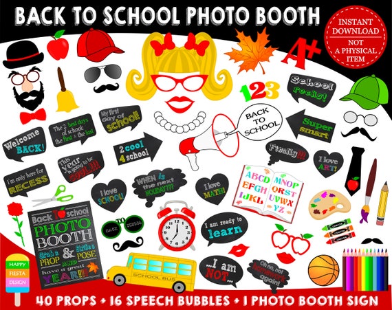 PRINTABLE Back to School Photo Booth Props-1st Day of - Etsy