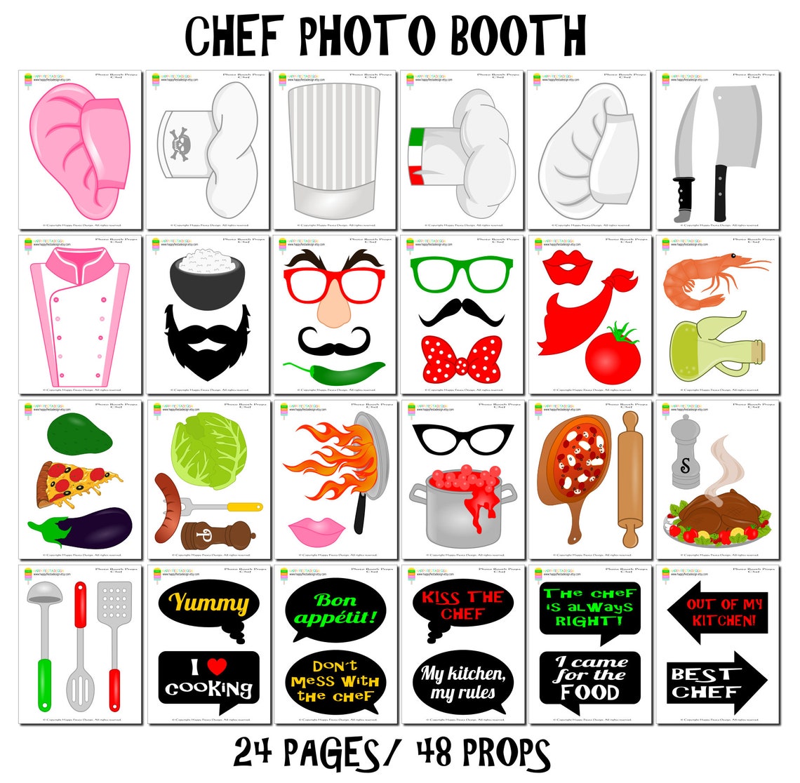 PRINTABLE Chef Photo Booth Props-chef Photo Props-cooking - Etsy Canada