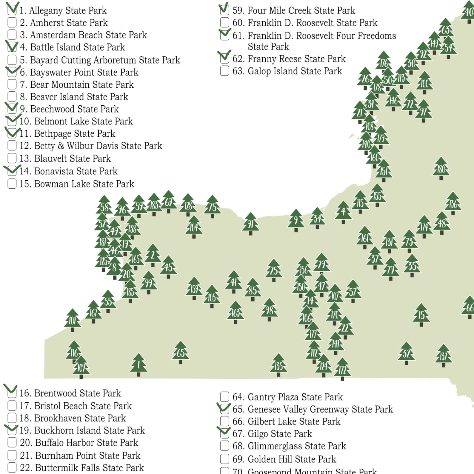 PRINTABLE New York State Parks Map-State Parks Of New York | Etsy