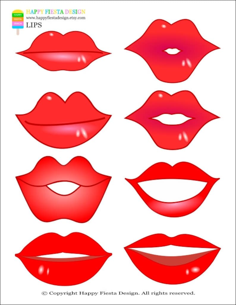 PRINTABLE Photo Booth Props-Printable Lips Props-Printable | Etsy