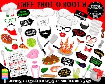 Printable Baking Party Photo Booth Props Kitchen Chef - Etsy