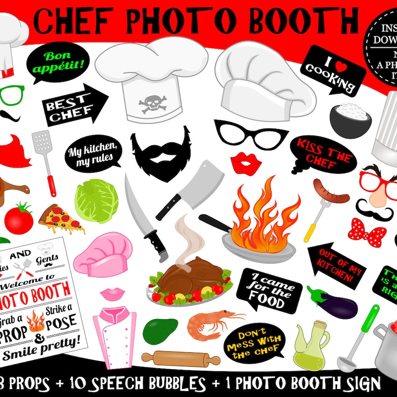 Cooking Party Photobooth Party Props - Etsy