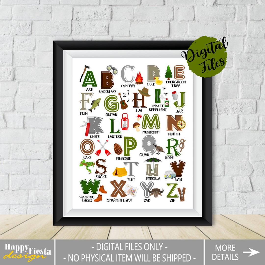 Camping Alphabet Poster-printable Alphabet-camper Alphabet Poster ...