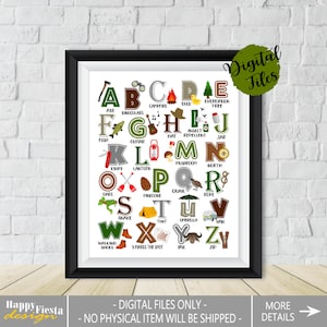Camping Alphabet Poster-printable Alphabet-camper Alphabet Poster ...