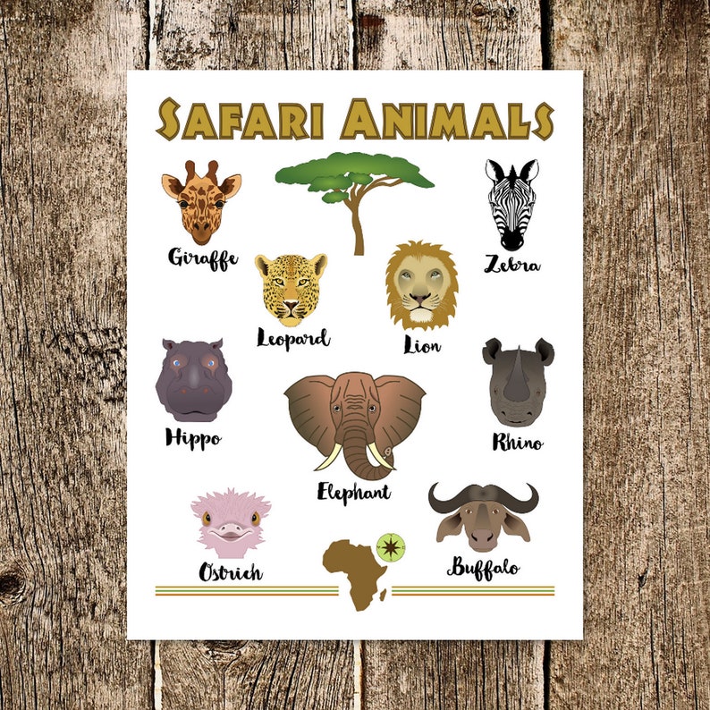PRINTABLE Safari Animals Poster-outdoor Adventure - Etsy