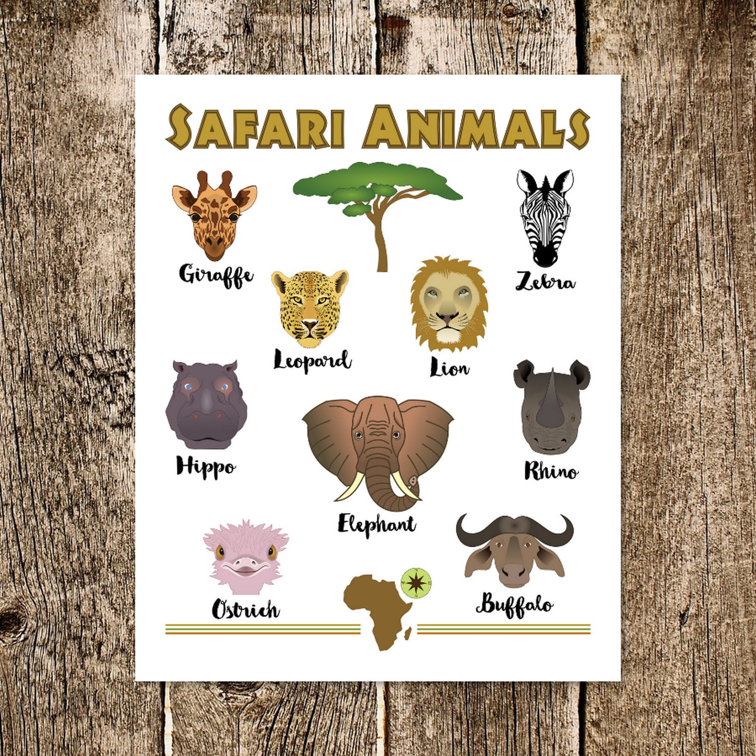 PRINTABLE Safari Animals Poster-Outdoor Adventure | Etsy
