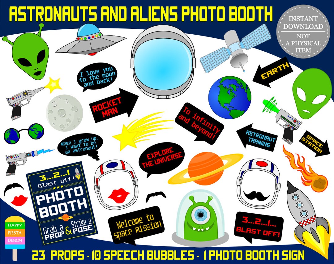 PRINTABLE Astronauts & Aliens Photo Booth Props–aliens Photo Props ...