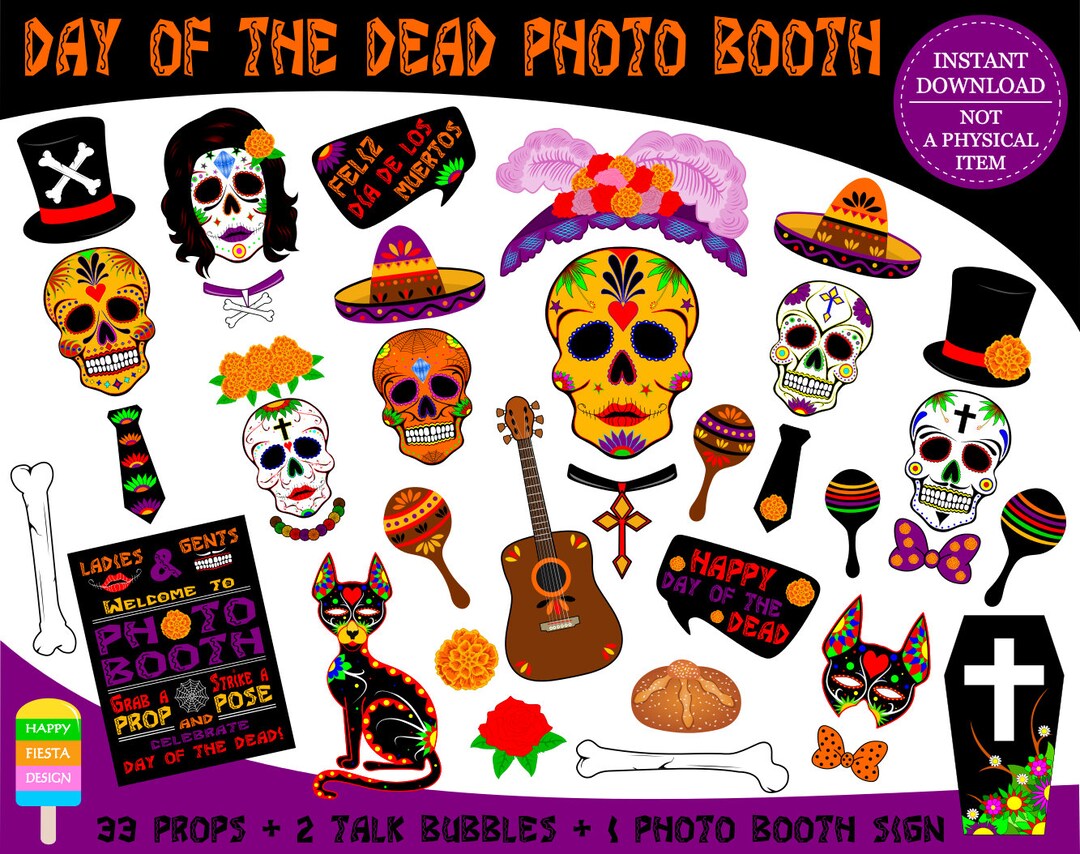 PRINTABLE Day of the Dead Photo Booth Props–day of the Dead Props-dia ...