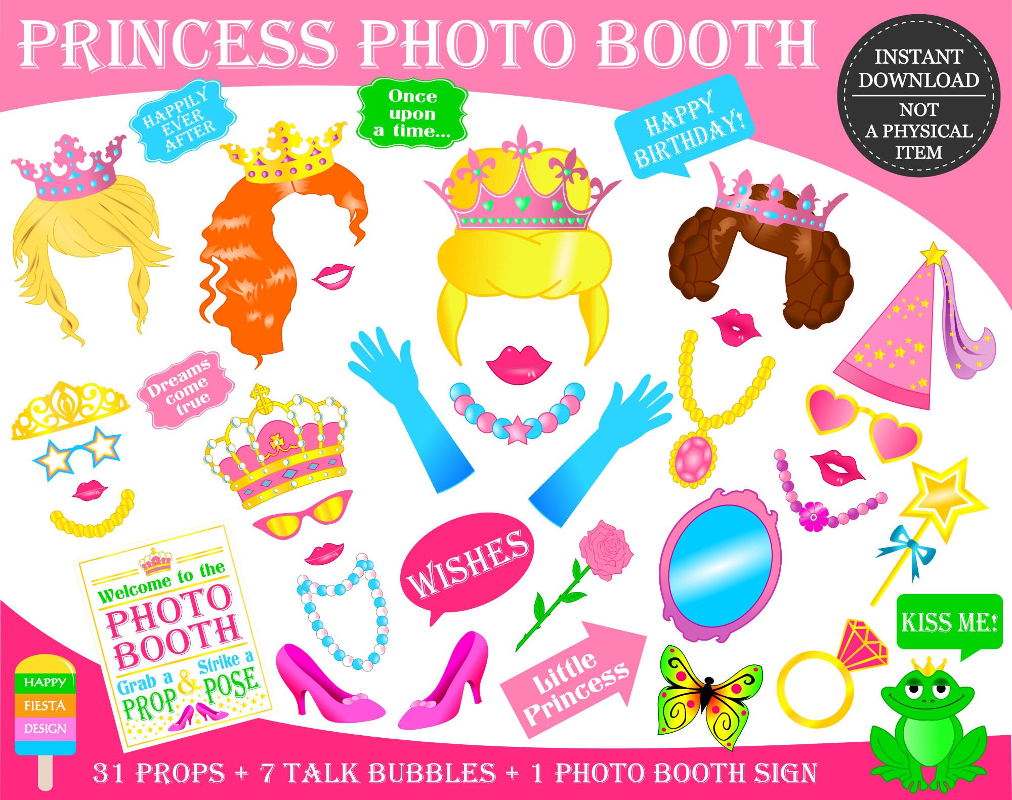 PRINTABLE Princess Photo Booth Props-Princess Party | Etsy