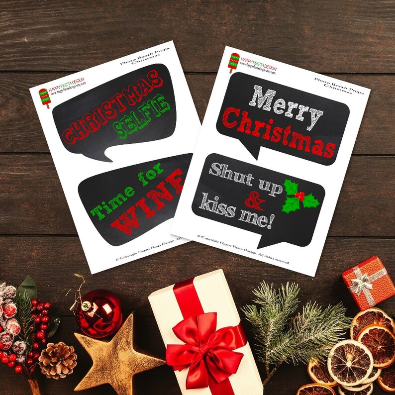PRINTABLE Christmas Photo Booth Props-christmas Props–christmas Speech ...