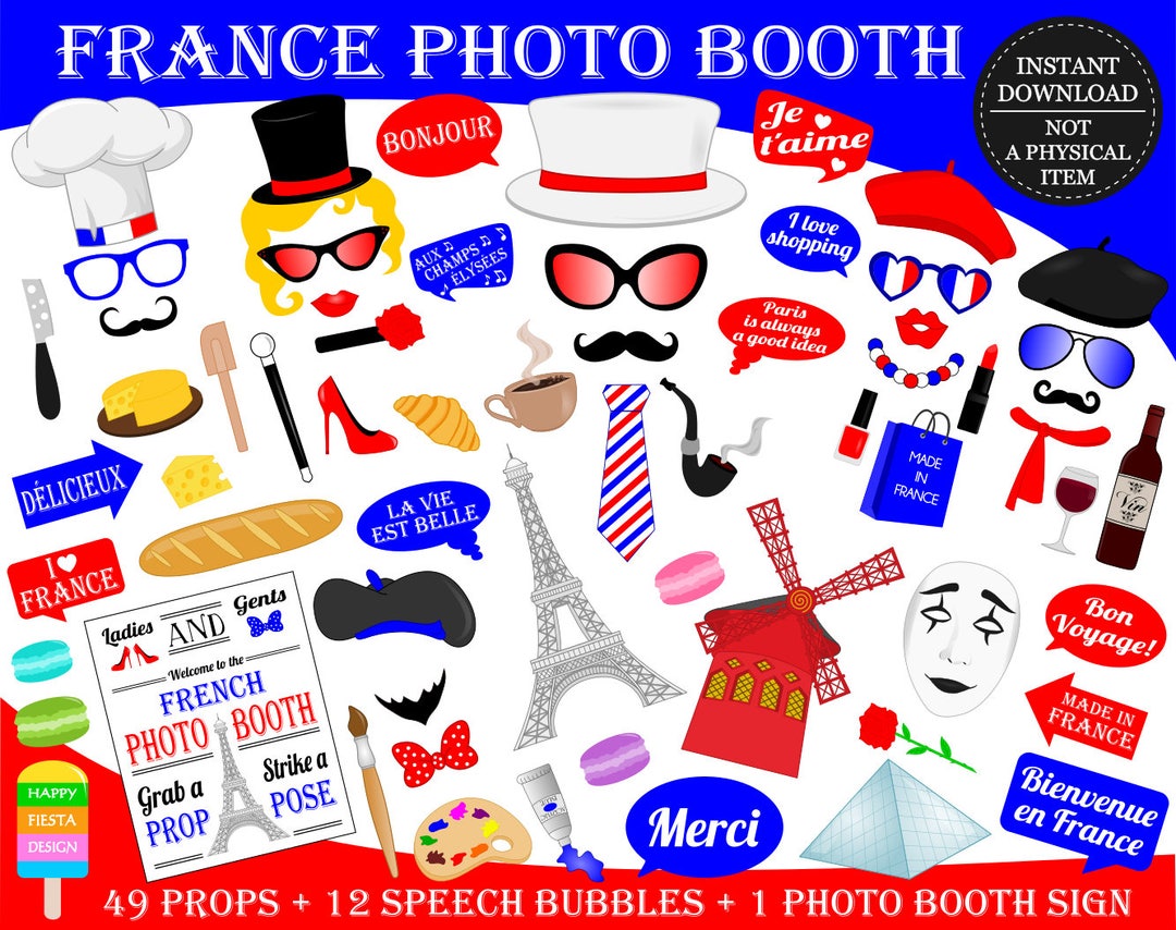 PRINTABLE France Photo Booth Props–french Photo Booth-france Photo ...