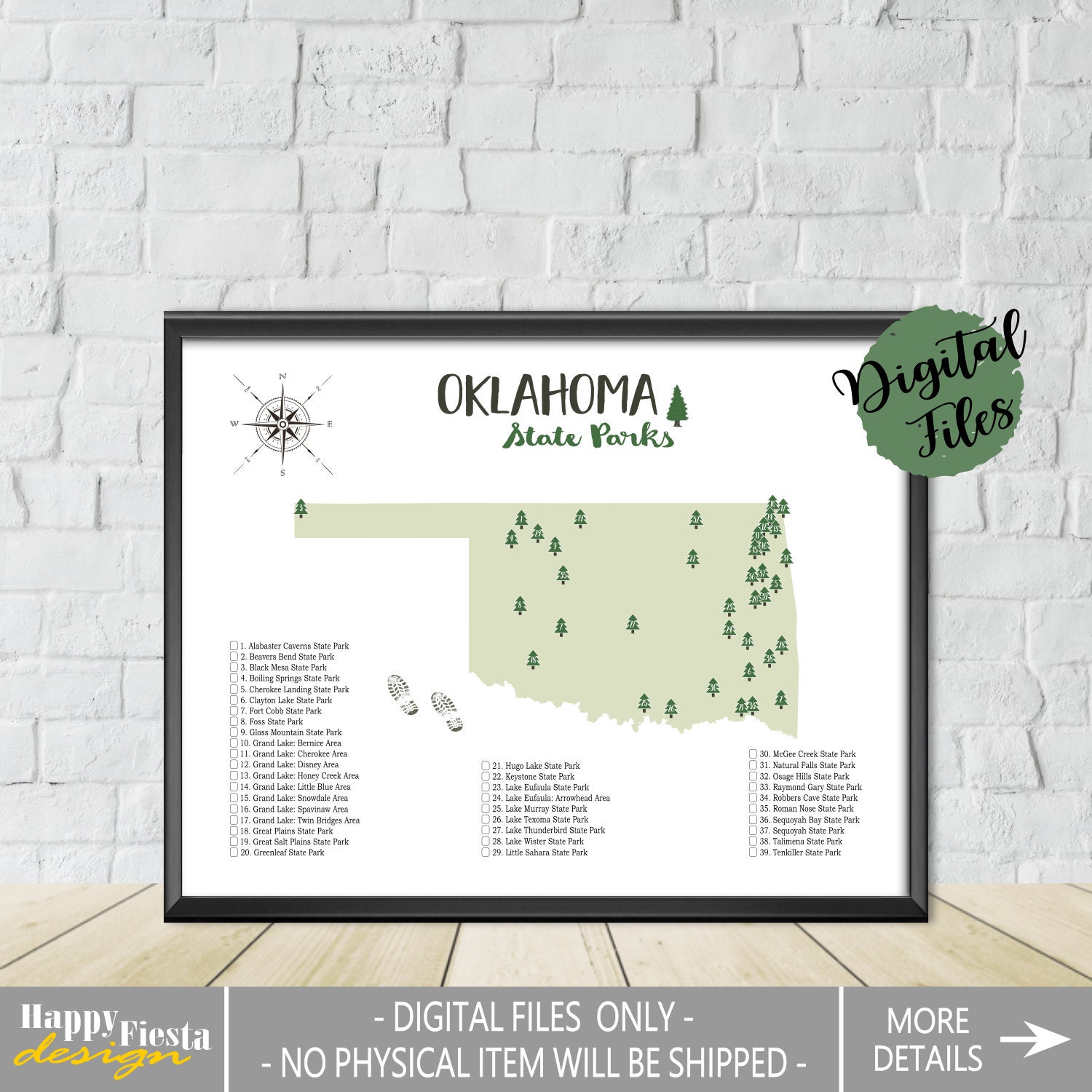 PRINTABLE Oklahoma State Parks Map-State Parks Of Oklahoma | Etsy