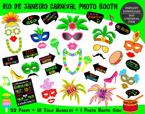 PRINTABLE Rio Carnival Photo Booth Props-Printable Brazil Carnival ...