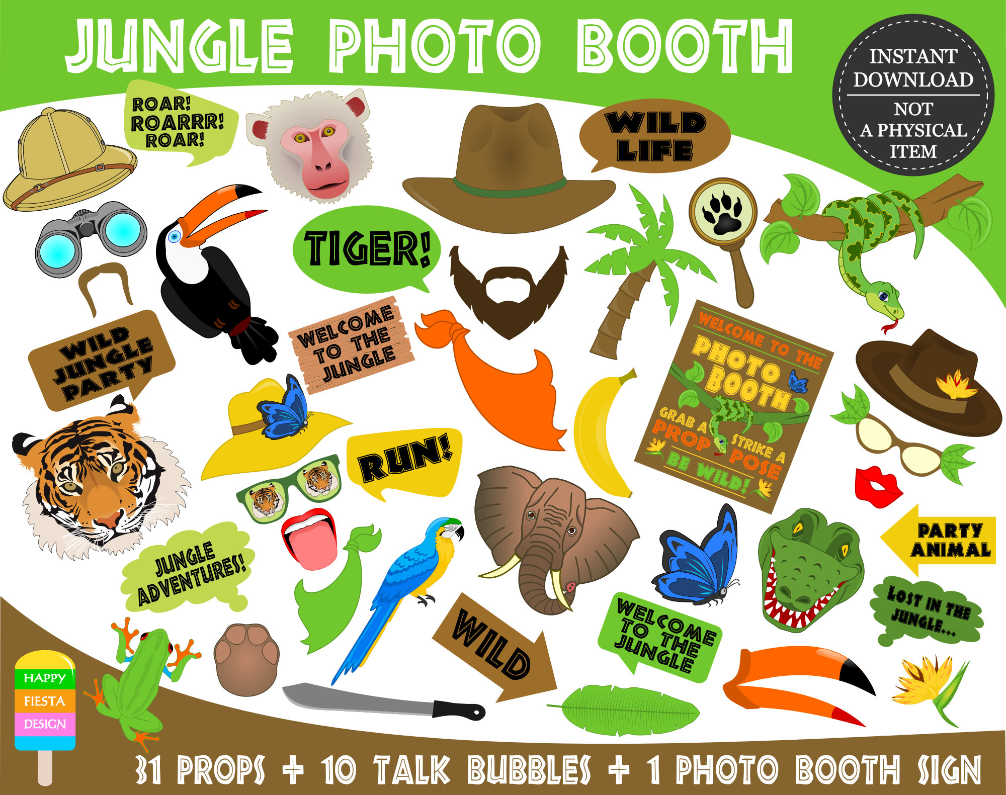 PRINTABLE Jungle Photo Booth Propsjungle Props-jungle Animals - Etsy UK