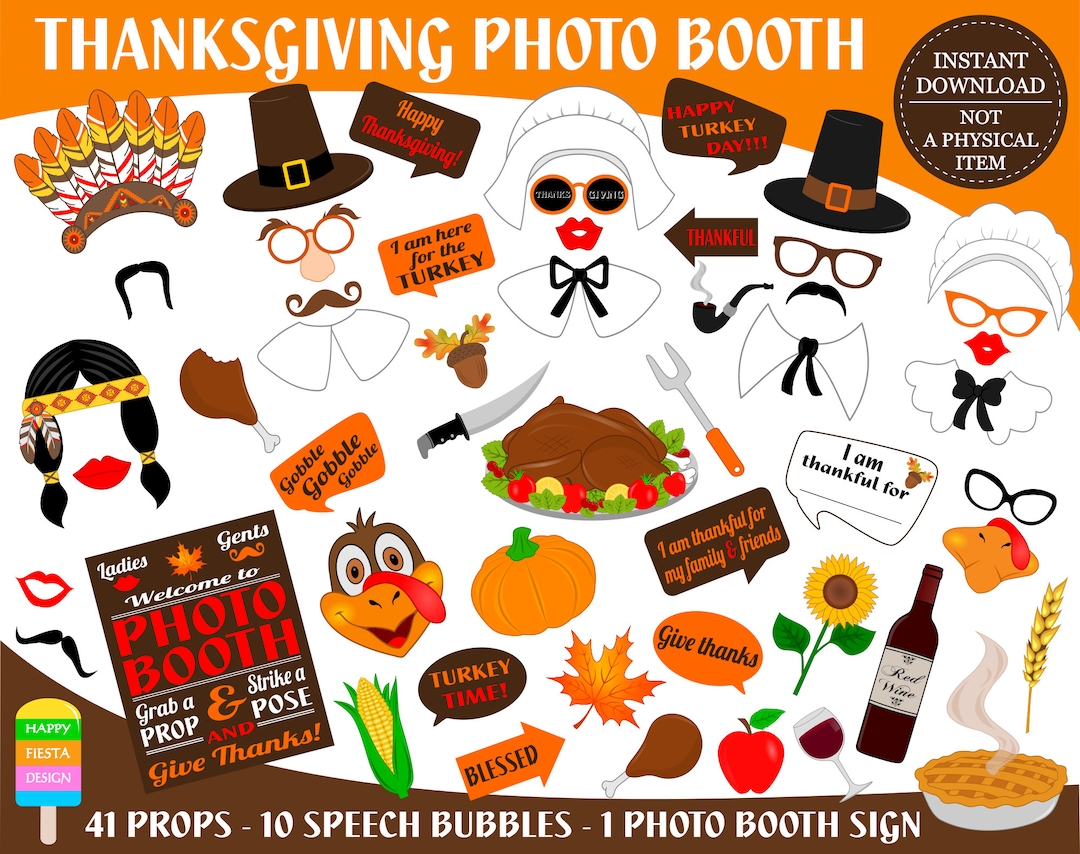 PRINTABLE Thanksgiving Photo Booth (Download Now) - Etsy