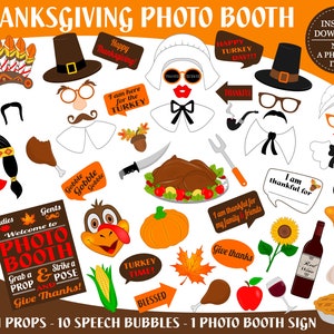 PRINTABLE Thanksgiving Photo Booth Props–thanksgiving Photo Props-fall ...