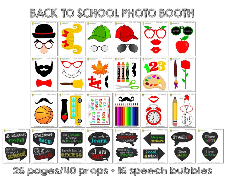 PRINTABLE Back to School Photo Booth Props-1st Day of - Etsy Canada