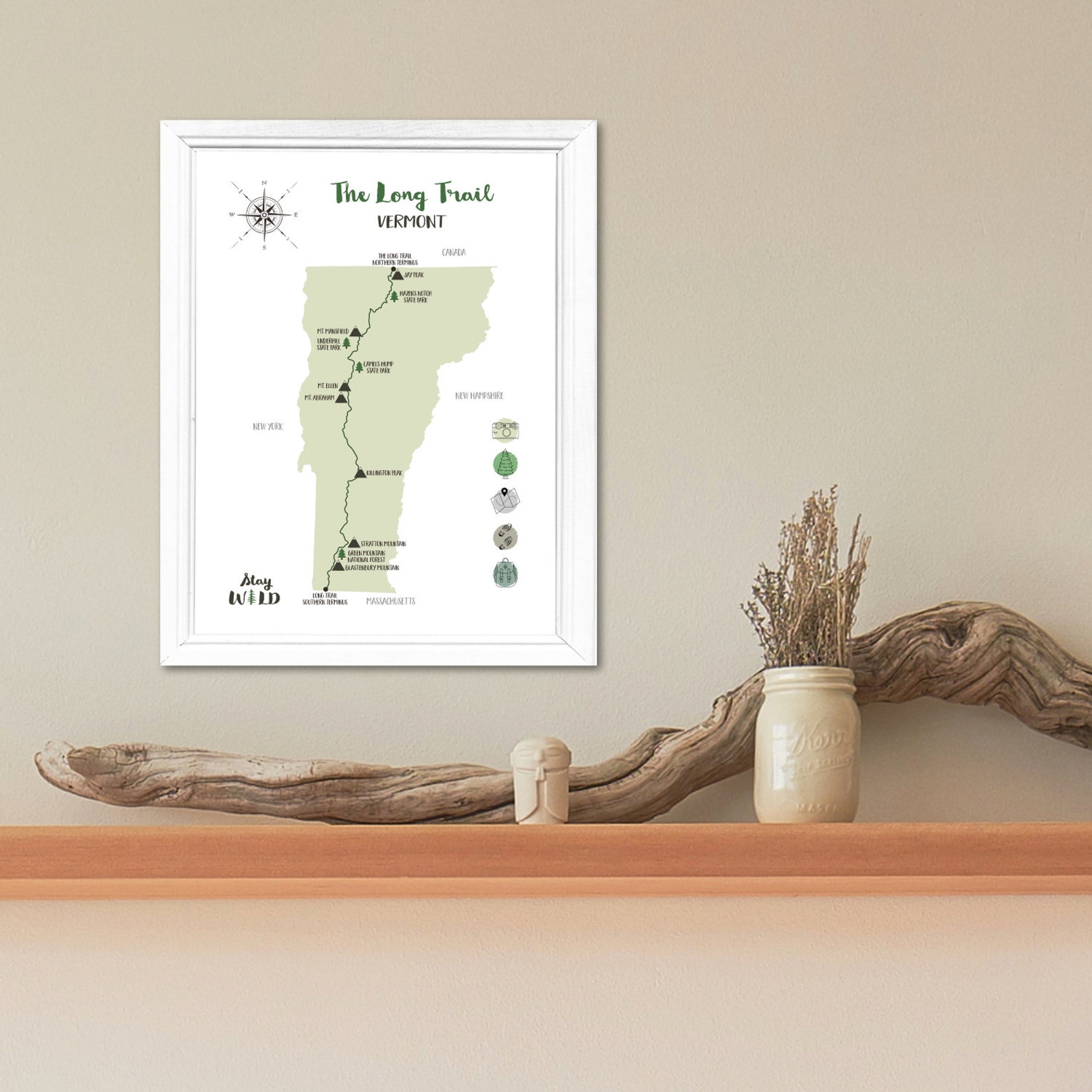 PRINTABLE The Long Trail Map-Long Trail Hiking Map-Vermont | Etsy