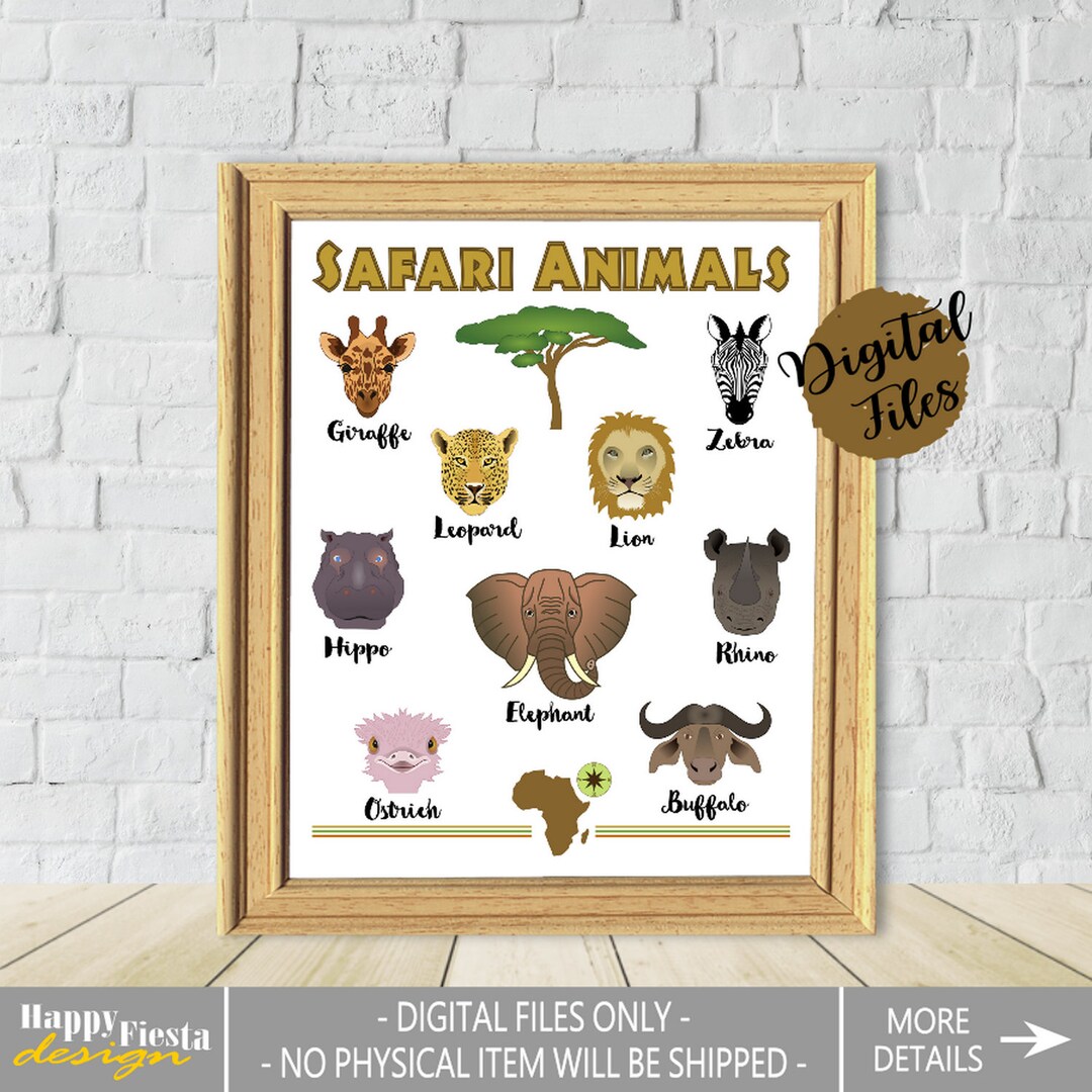 PRINTABLE Safari Animals Poster-outdoor Adventure Print-printable ...