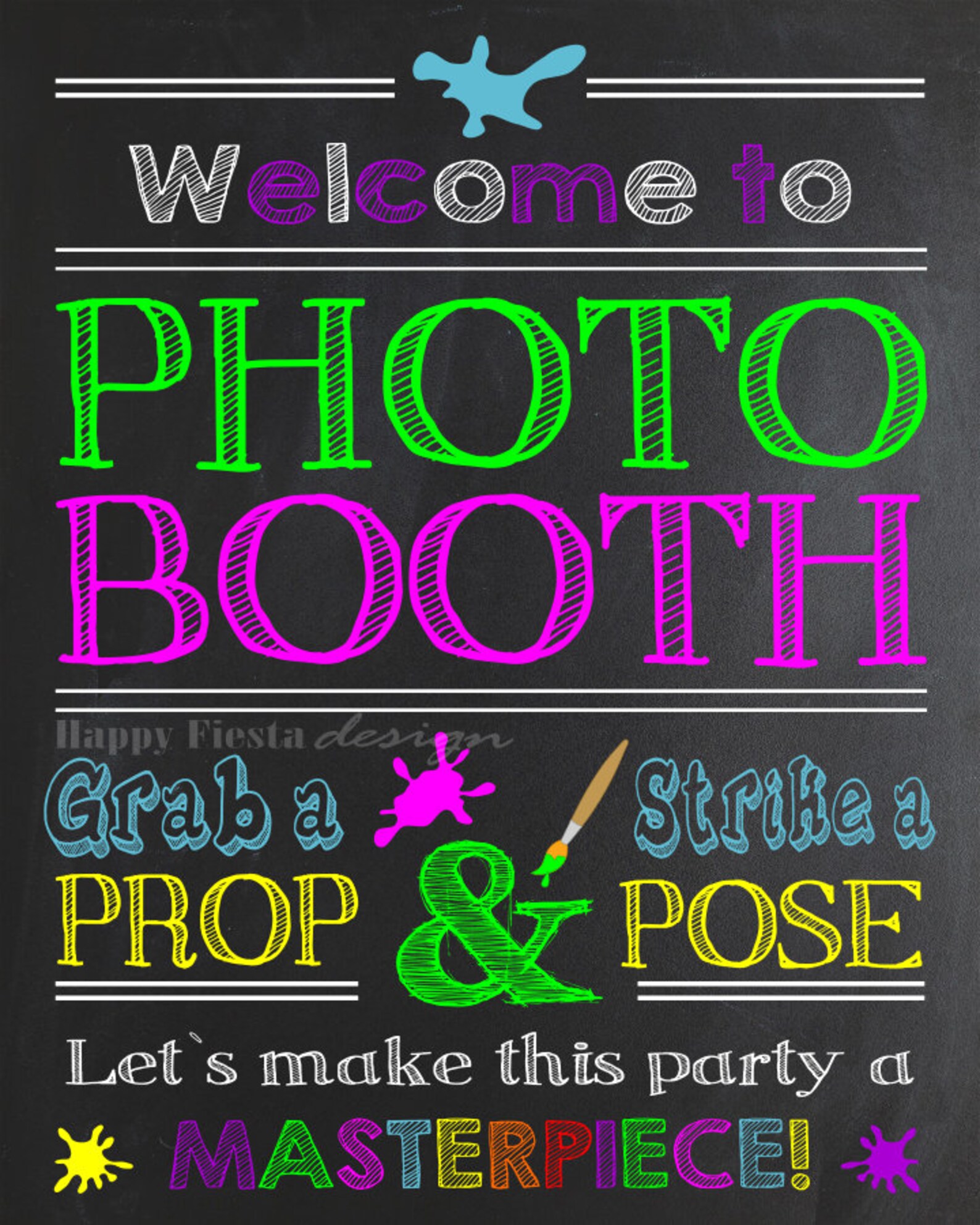 PRINTABLE Artist Photo Booth Props-art Party Props-printable - Etsy