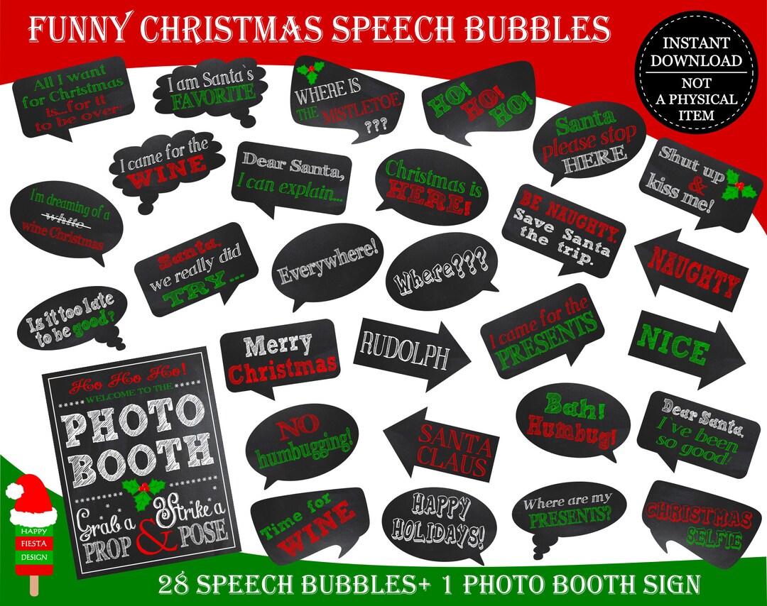 PRINTABLE Christmas Photo Booth Props-christmas Props–christmas Speech ...
